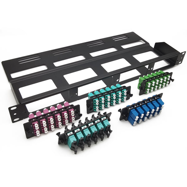 LHD4 Series Fiber Optic 1U Rack Shelf, For 4x LHD4 MPO Casstette, Unlo ...