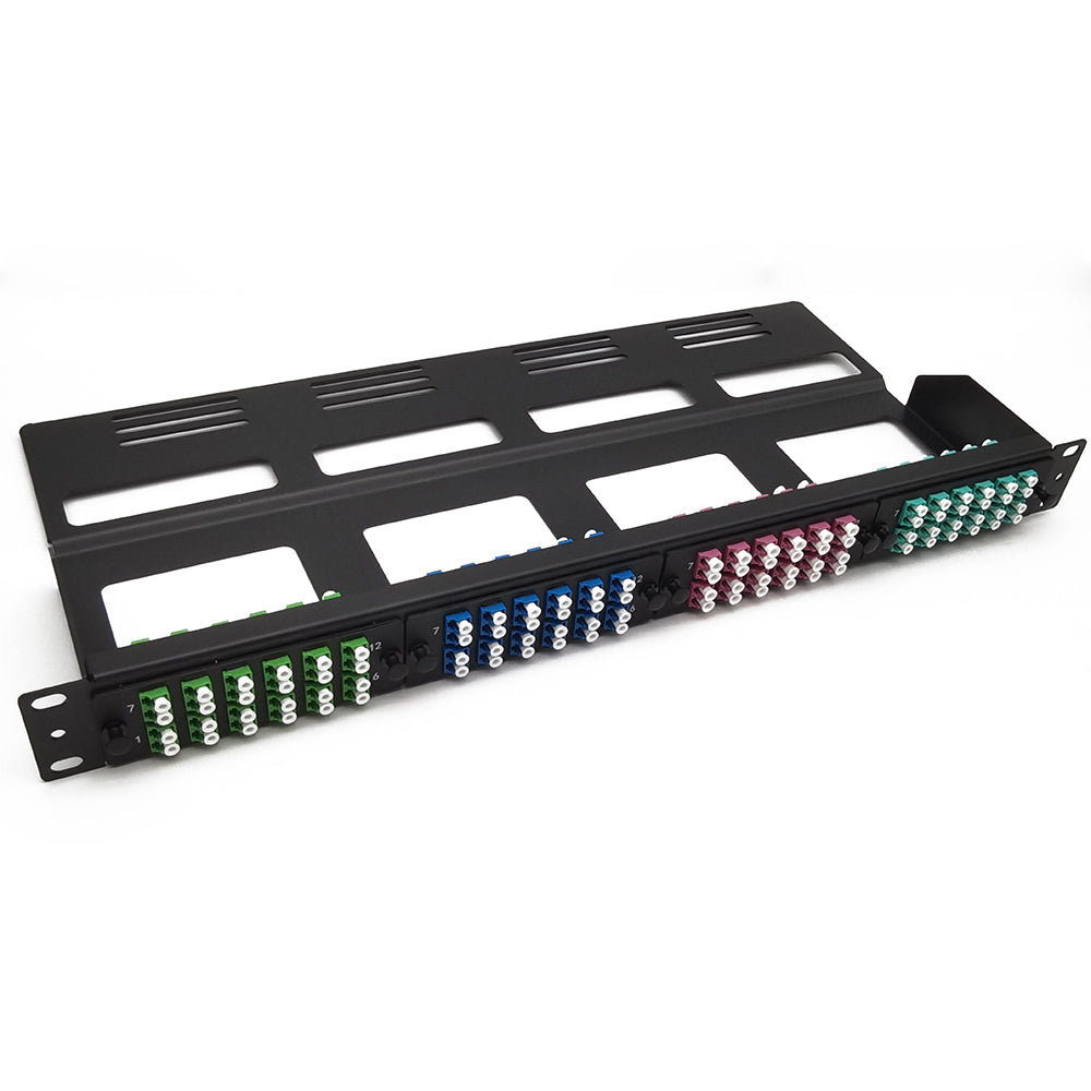 LHD4 Series Fiber Optic 1U Rack Shelf, For 4x LHD4 MPO Casstette, Unlo ...